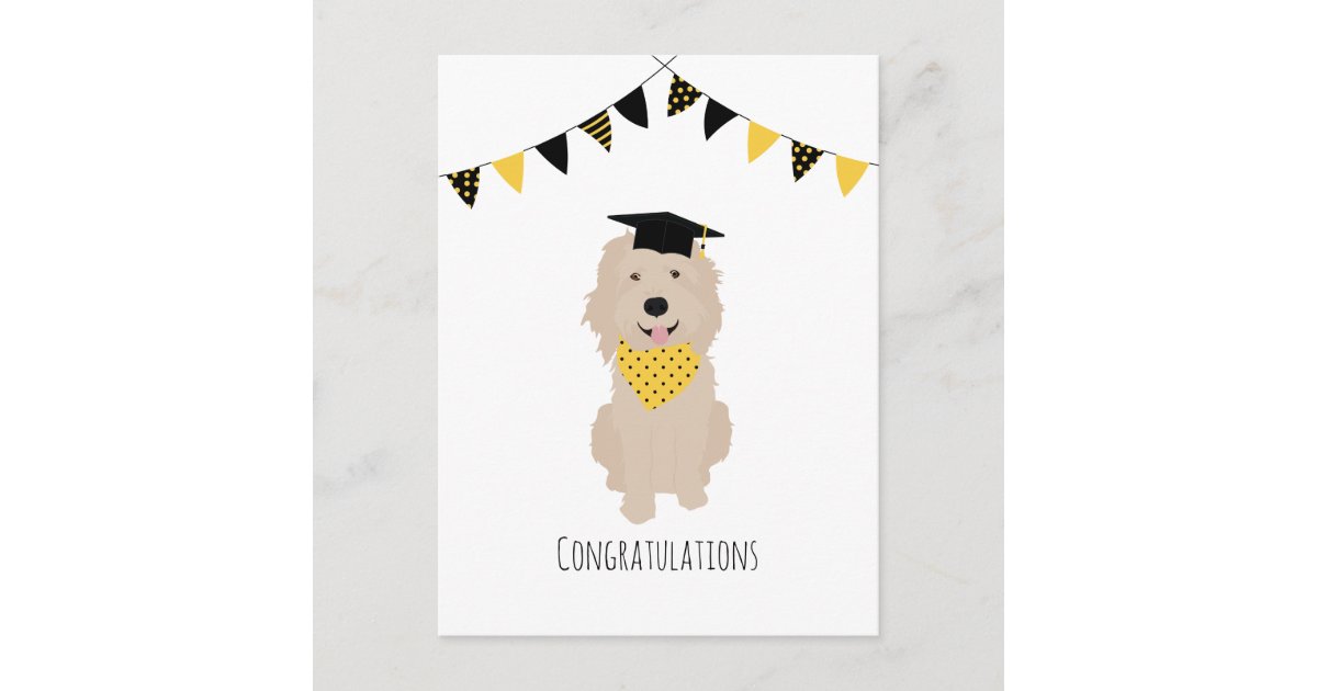 Congratulations Doodle Dog Graduation Cap Postcard | Zazzle