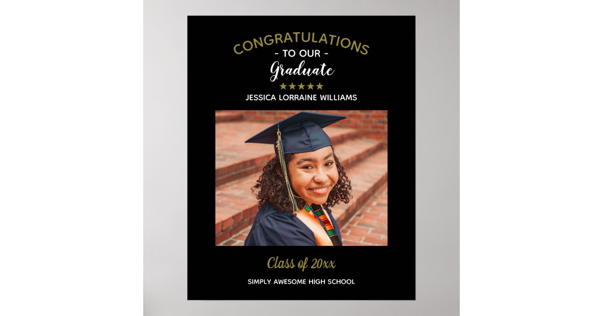 Congratulations Graduate Custom Photo Graduation Poster | Zazzle