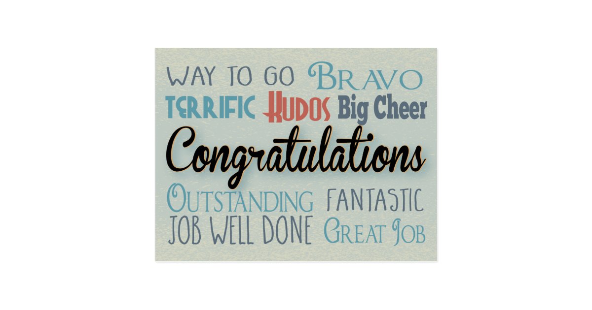 Congratulations - Way To Go Postcard | Zazzle.ca