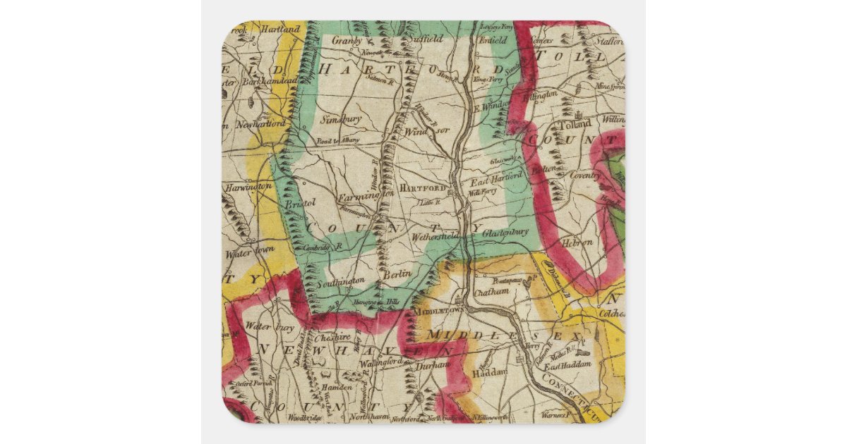 Connecticut Map Square Sticker | Zazzle