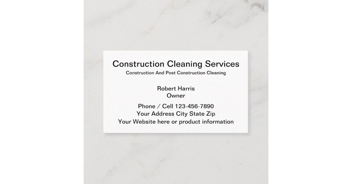 Construction Cleaning Services Business Card | Zazzle