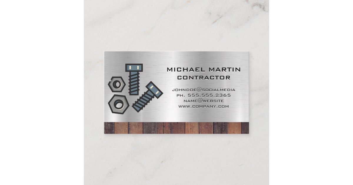 Construction Worker | Bolts and Nuts Business Card | Zazzle