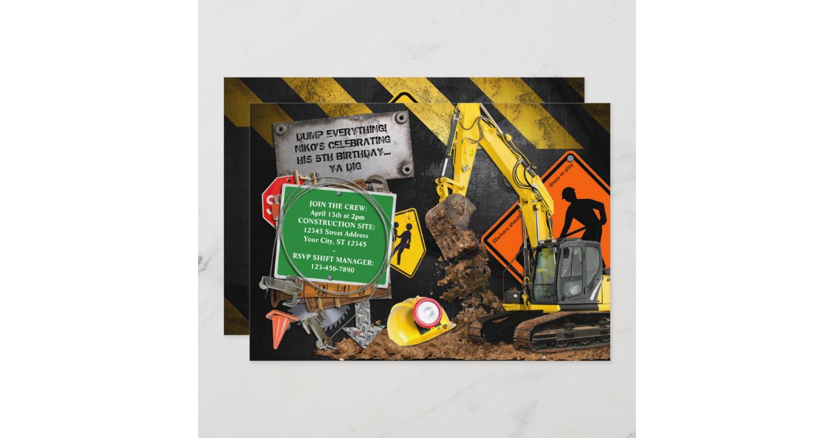 Construction Worker Party Invitation | Zazzle