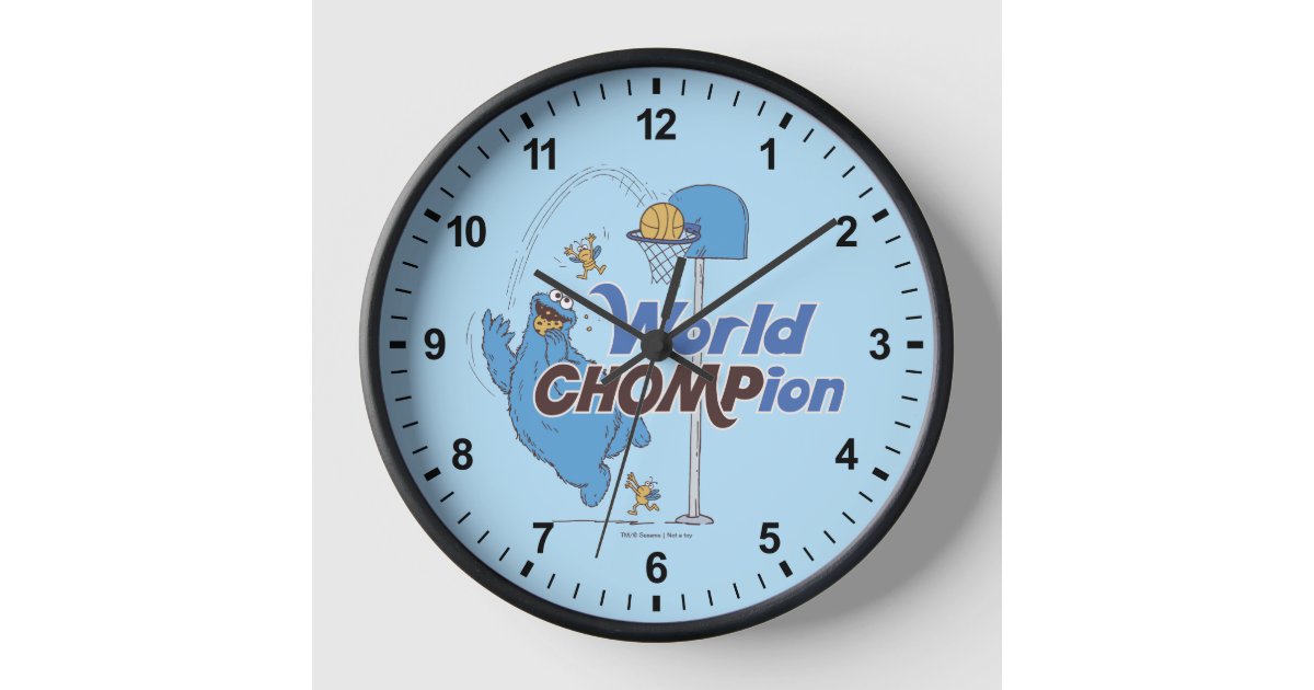 Cookie Monster | Shooting Basketball Hoops Clock | Zazzle