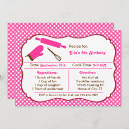 Cooking Birthday Party Invitation | Zazzle