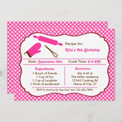 Cooking Birthday Party Invitation | Zazzle