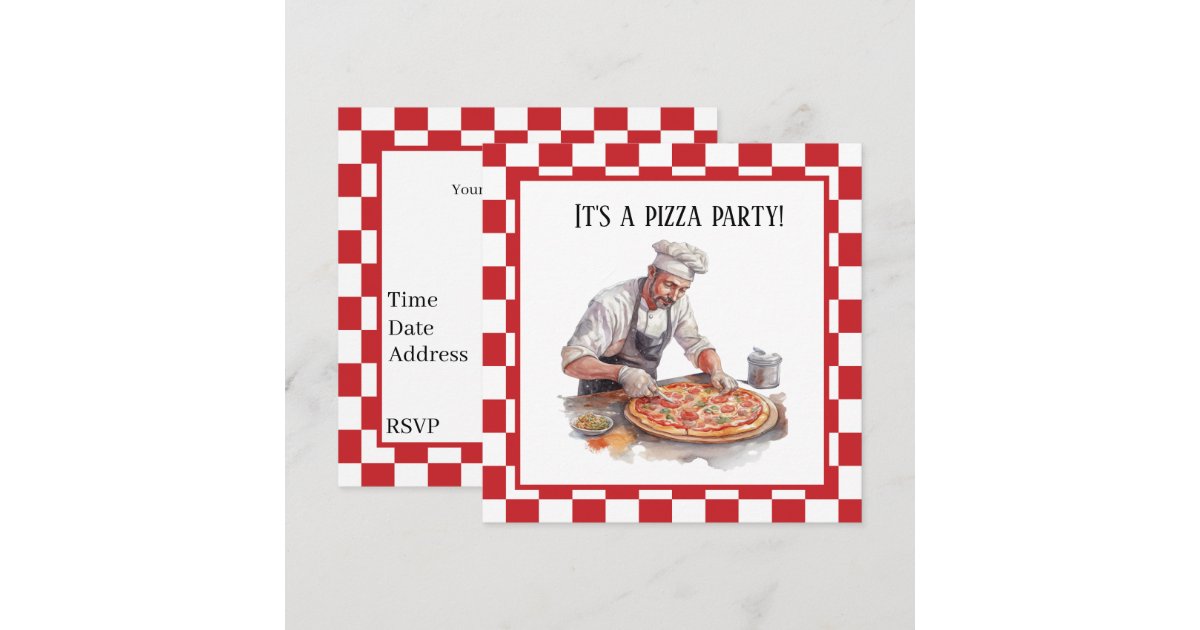 Cool chef pizza party invitation | Zazzle
