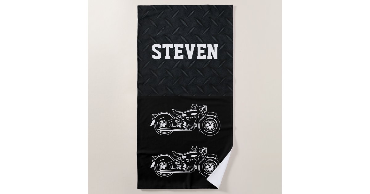 Cool Name Motorcycle Black Men's Beach Towel | Zazzle