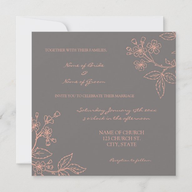 Coral Grey Wedding Invitations & Announcements | Zazzle CA Coral Grey Wedding Invitations & Announcements | Zazzle CA