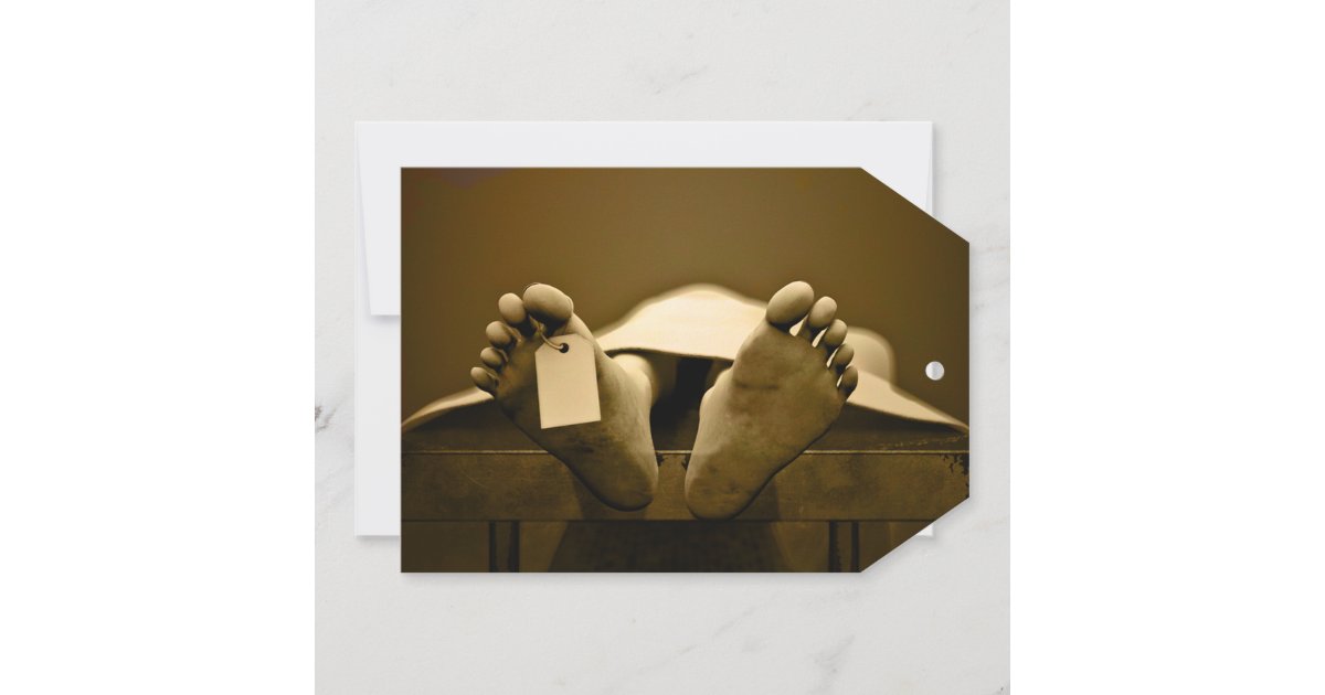Coroner Toe Tag Halloween Party Invitation | Zazzle
