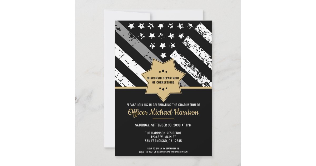Corrections Officer Graduation Party Parole Guard Invitation | Zazzle