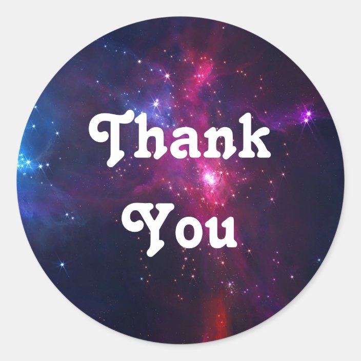 Cosmic Space Stars and Nebula Thank You Classic Round Sticker | Zazzle.ca