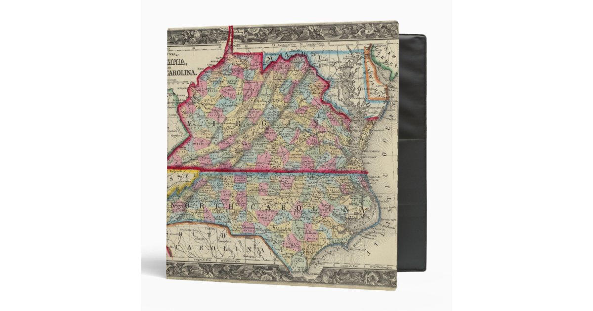 County Map Of Virginia, and North Carolina Binder | Zazzle