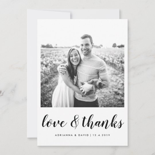 Couple Photo Wedding Love And Thanks Script Thank You Card | Zazzle.ca