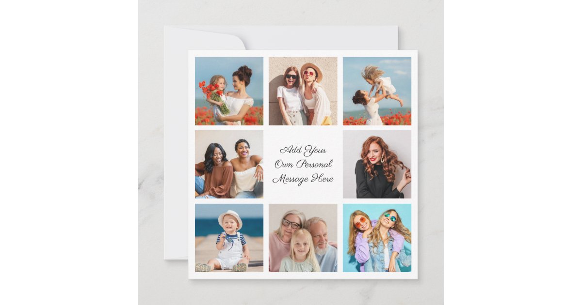 Create Your Own 8 Photo Collage Add Your Greeting Invitation | Zazzle