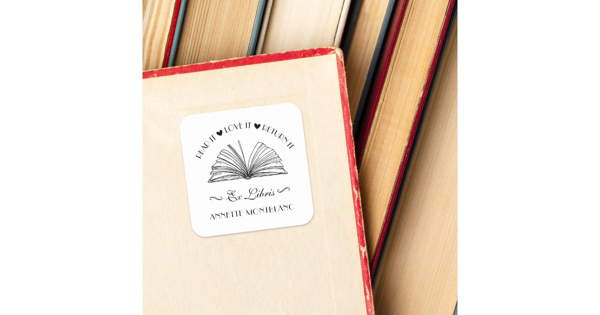 Create Your Own Custom Name Ex Libris Bookplate Square Sticker | Zazzle