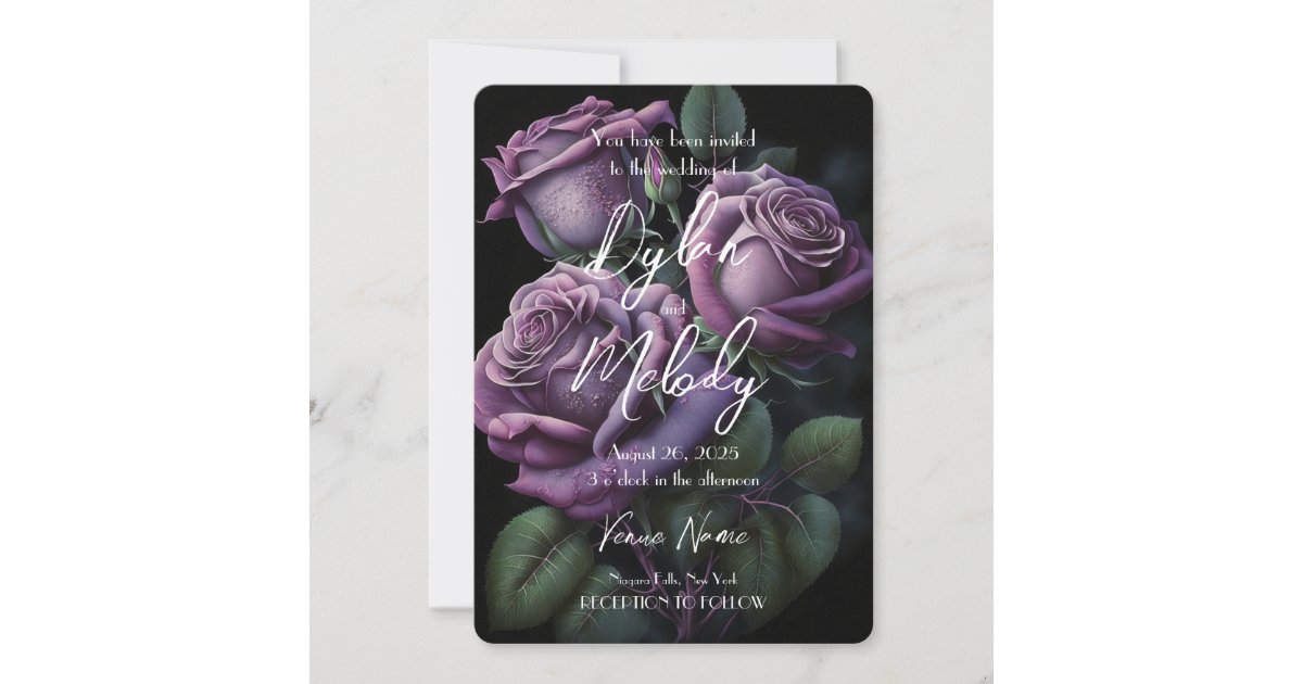 Create Your Own Custom Purple Roses Invitation | Zazzle