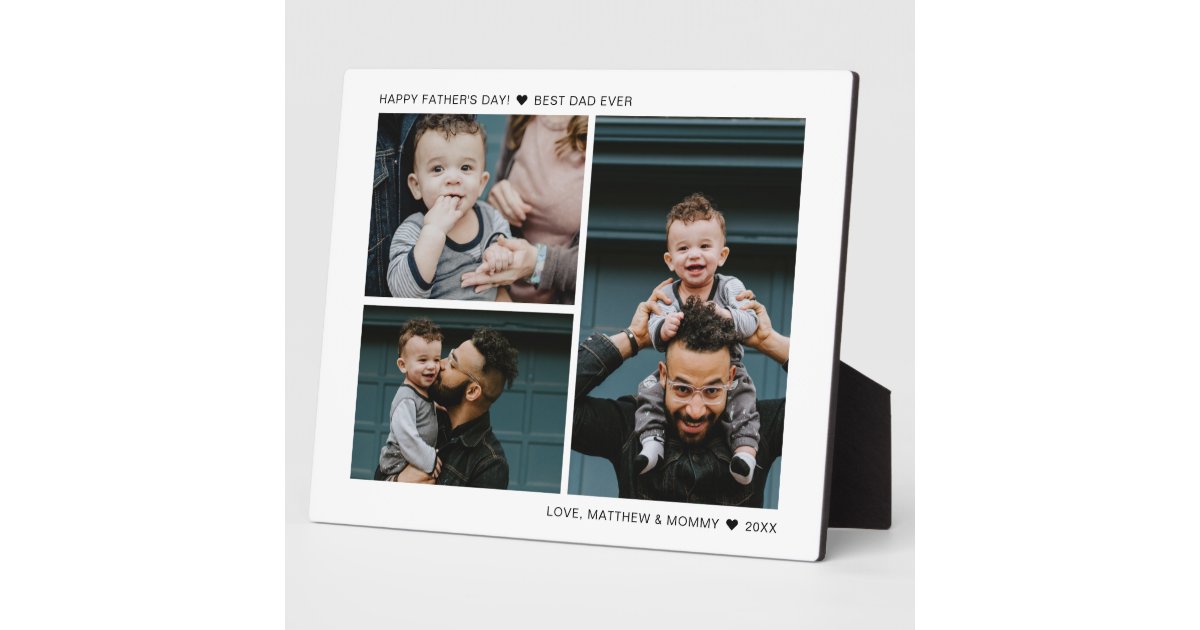 Create Your Own Father's Day Best Dad Ever 3 Photo Plaque | Zazzle