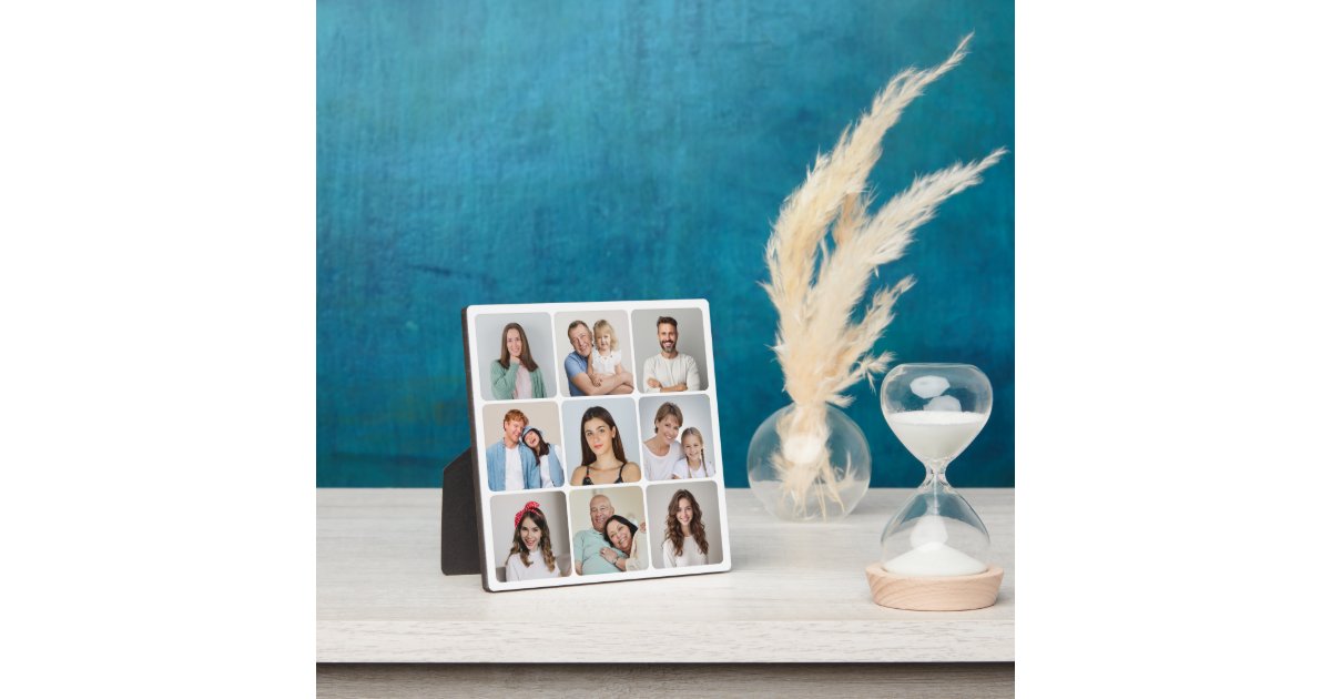 Create Your Own Round Corners 9 Photo Collage Plaque | Zazzle