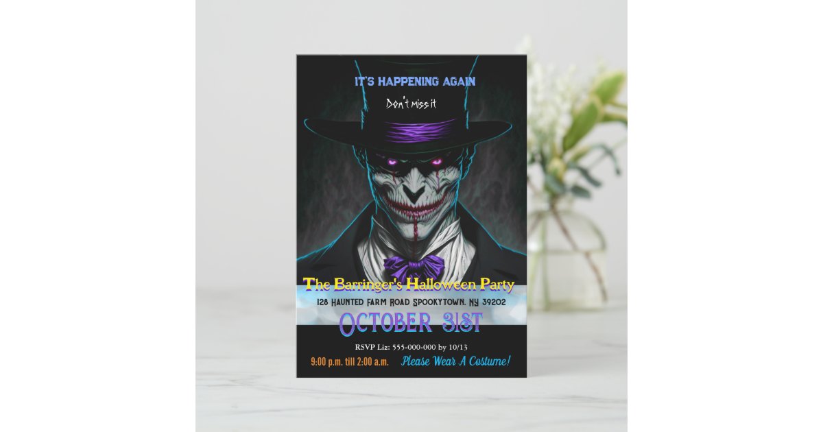 Creepy Wild Host Halloween Costume Party Invitation | Zazzle