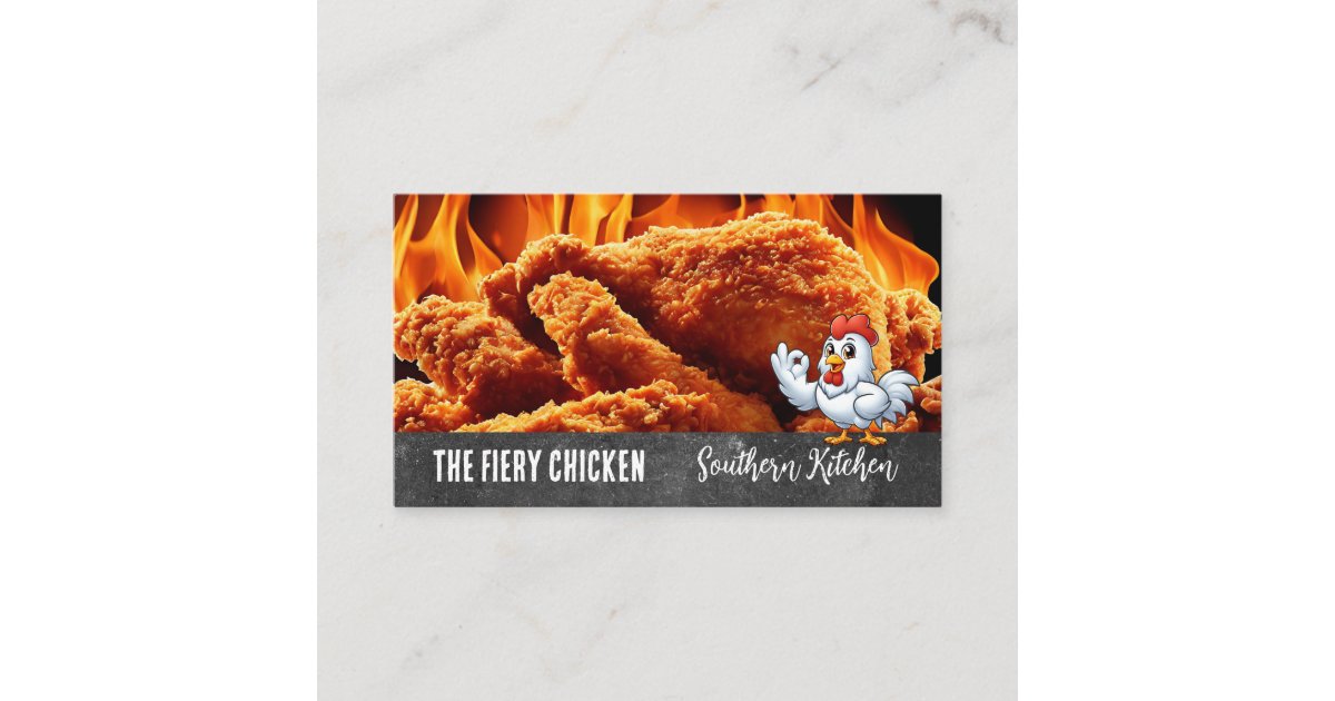 Crispy Fried Chicken Fire Business Card | Zazzle