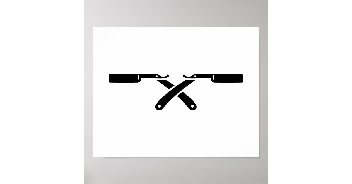 Crossed shaving razor poster | Zazzle