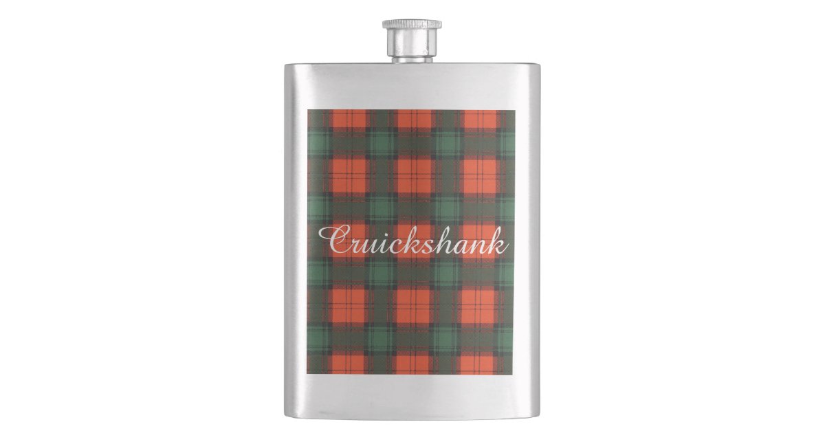 Cruickshank clan Plaid Scottish kilt tartan Hip Flask | Zazzle