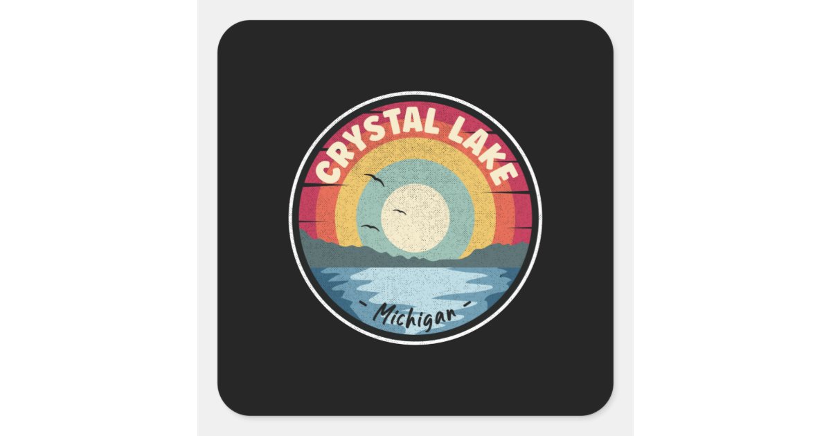 Crystal Lake Michigan Colorful Scene Square Sticker | Zazzle