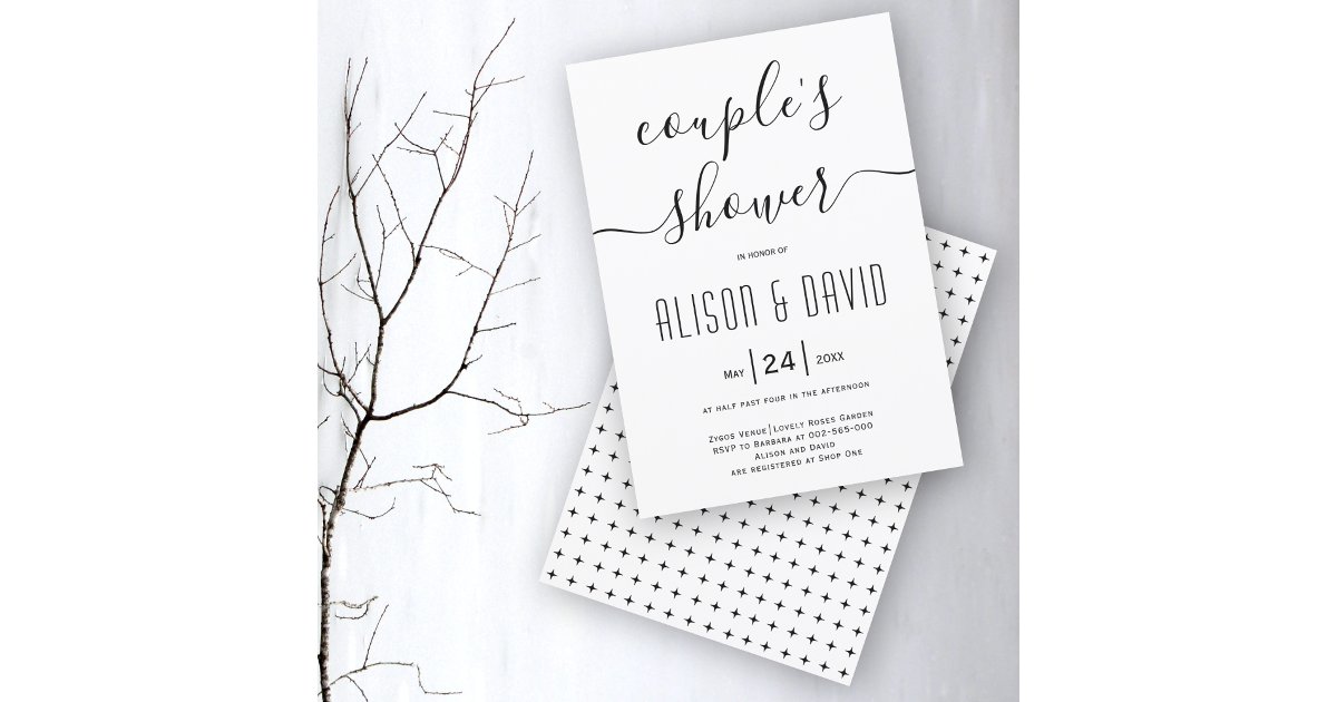 Cursive script calligraphy wedding couples shower invitation | Zazzle