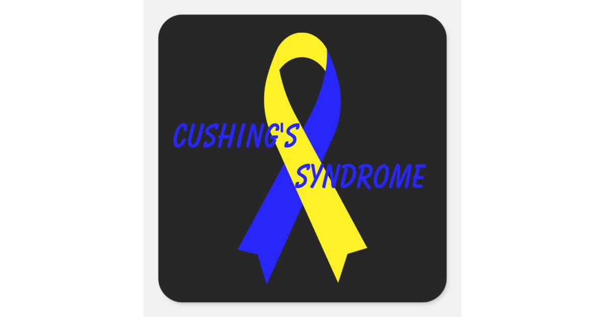 Cushing's Syndrome Awareness Ribbon by Janz Black Square Sticker | Zazzle
