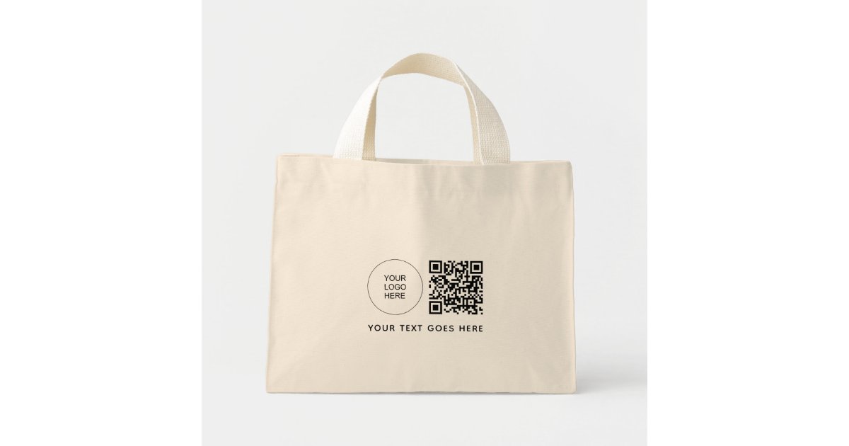 Custom Business Company Logo QR Code Barcode Mini Tote Bag | Zazzle