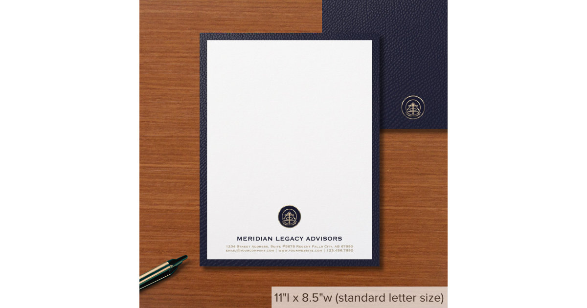Custom Business Logo Letterhead with Navy Frame | Zazzle