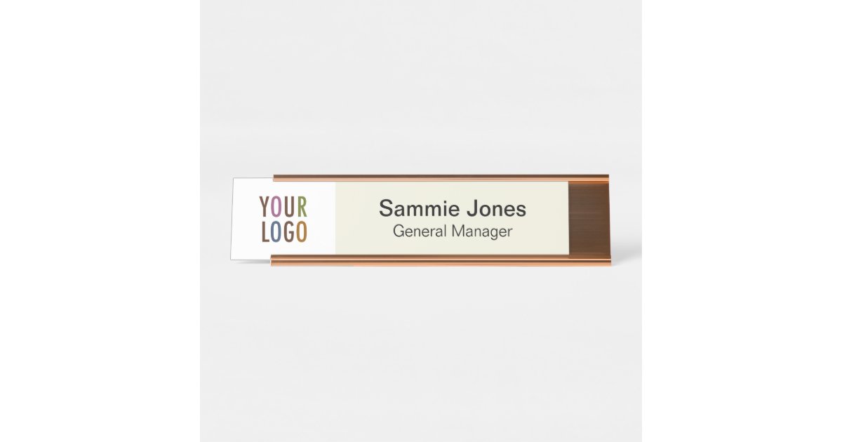 Custom Changeable Name Plate with Company Logo | Zazzle