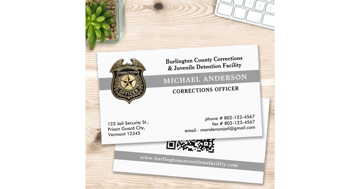 Custom Correctional Officer Prison Guard QR Code Business Card | Zazzle