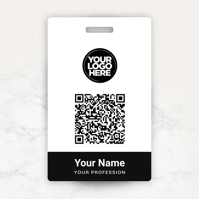 Custom Employee Name Business Logo Qr Code Badge | Zazzle
