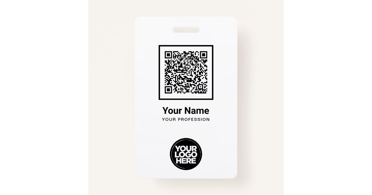 Custom Employee Qr Code Bar Code Logo Name Badge | Zazzle