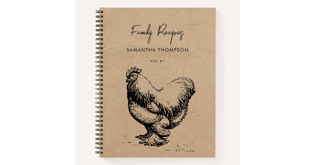 Custom Family Recipe Cookbook Kraft Brown Paper Notebook | Zazzle