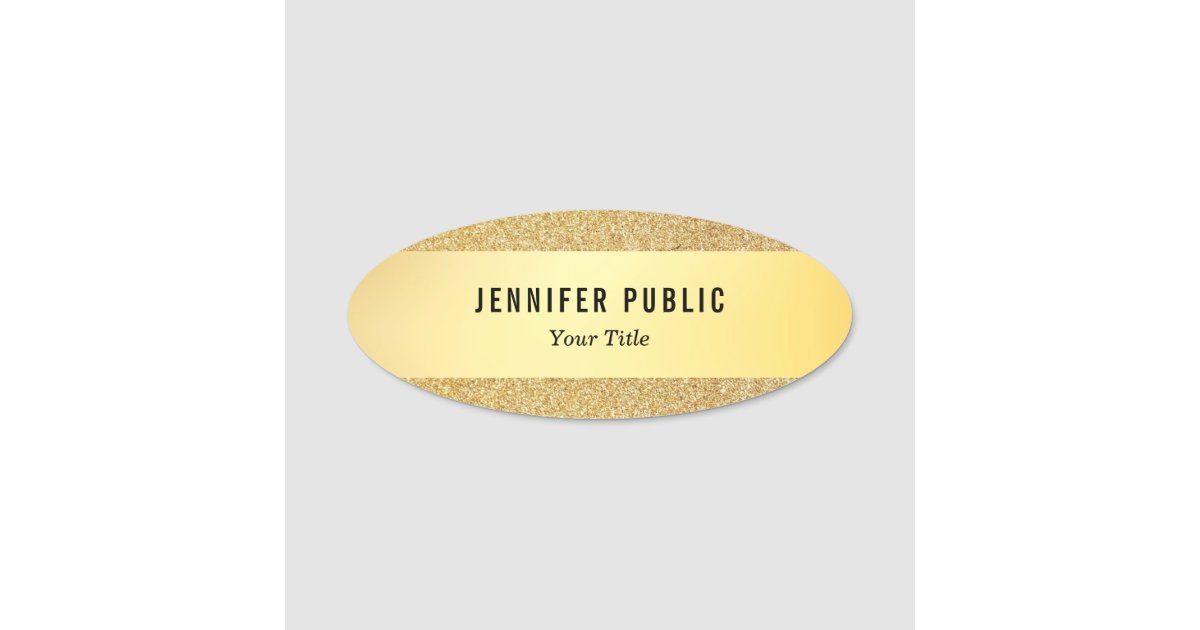 Custom Gold Glitter Template Elegant Simple Design Name Tag | Zazzle