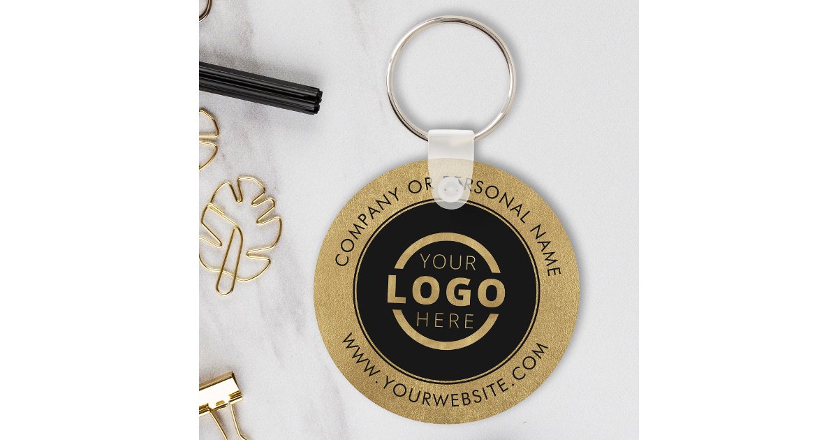 Custom Gold Promotional Business Logo Branded Keychain | Zazzle