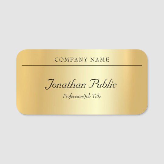 Custom Handwritten Script Elegant Glamorous Gold Name Tag | Zazzle.ca