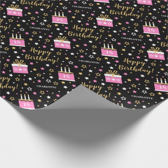 Custom Happy 18th Birthday Cake Wrapping Paper Zazzle ca custom-happy-18th-birthday-cake-wrapping-paper-zazzle-ca