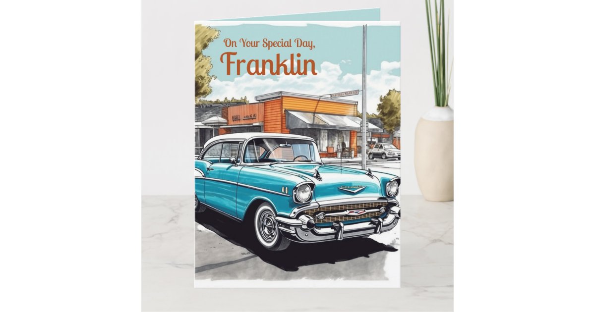 Custom Happy Birthday Boomer Classic Car Birthday Card | Zazzle