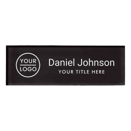 Custom logo black professional magnetic name tags | Zazzle.ca