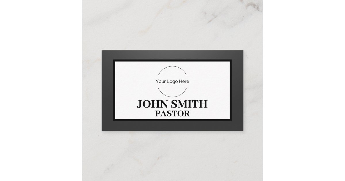 Custom logo modern minimalist SHADED Church Pastor Business Card | Zazzle