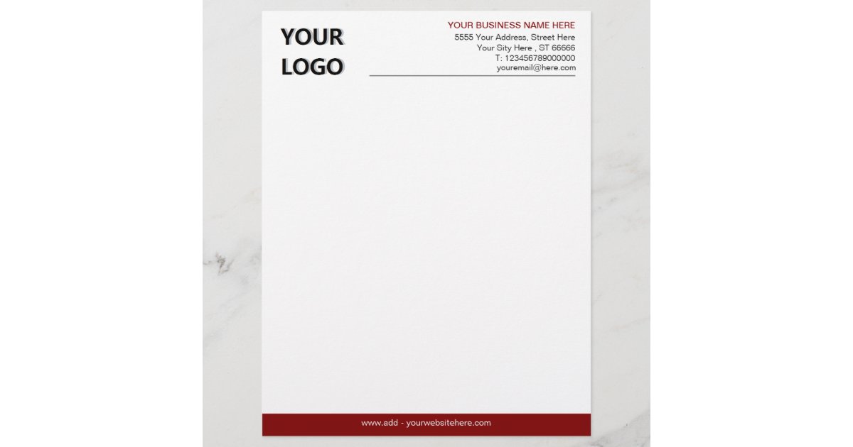 Custom Logo Name Address Info Business Letterhead | Zazzle