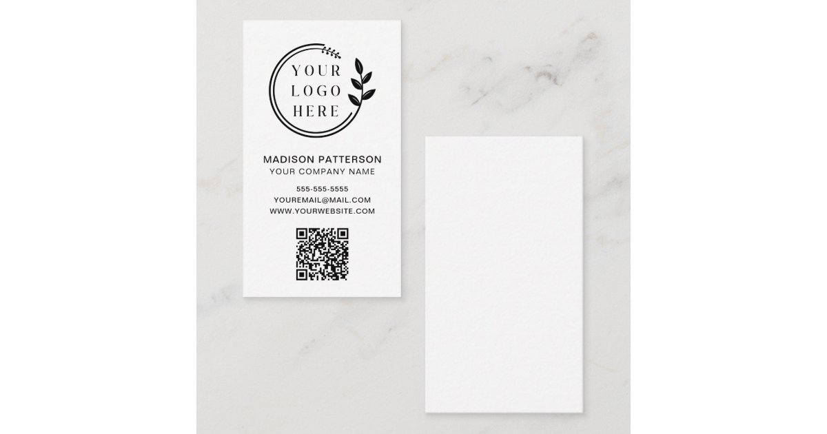 Custom Logo Simple Modern Minimalist QR Code Business Card | Zazzle