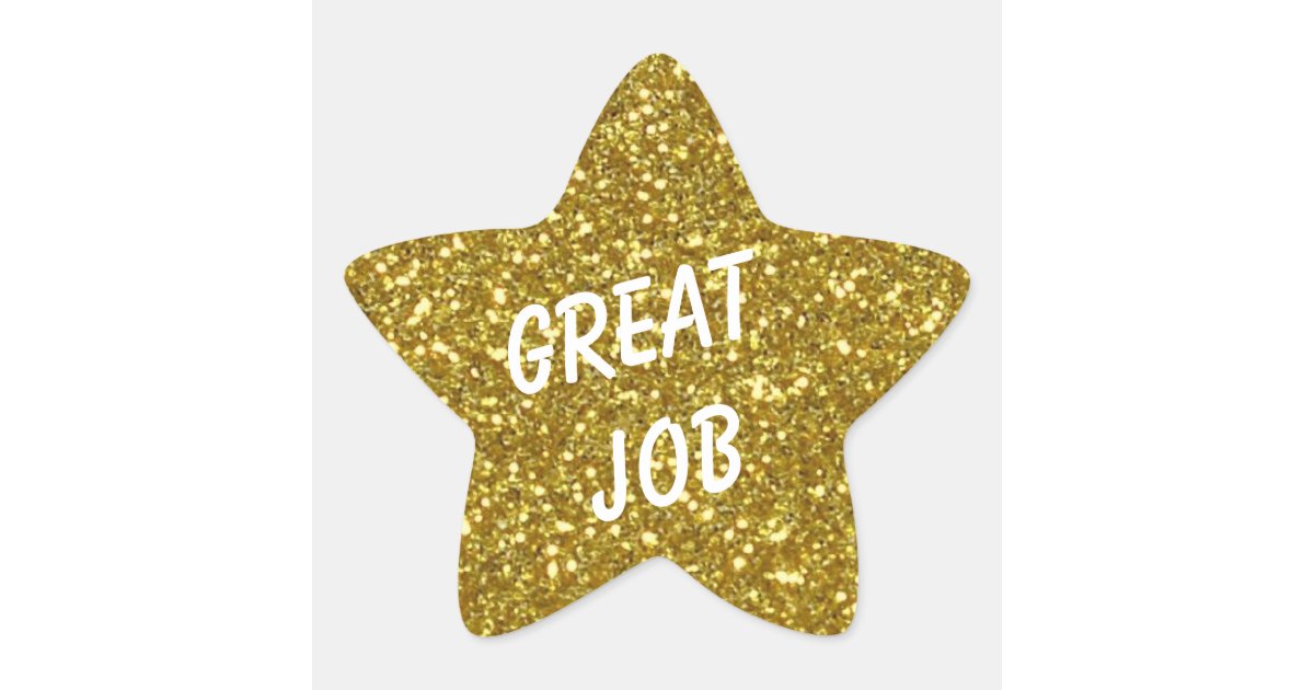 Custom Message Gold Star with Gold Glitter Texture Star Sticker | Zazzle