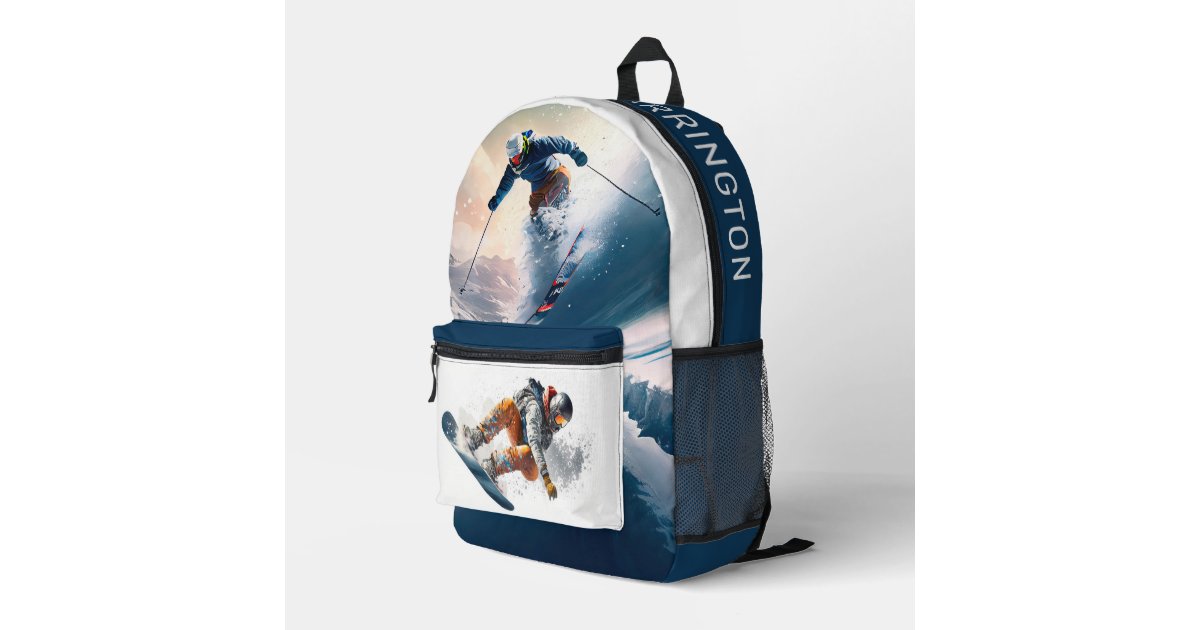 Custom Name Snowboarding Printed Backpack | Zazzle