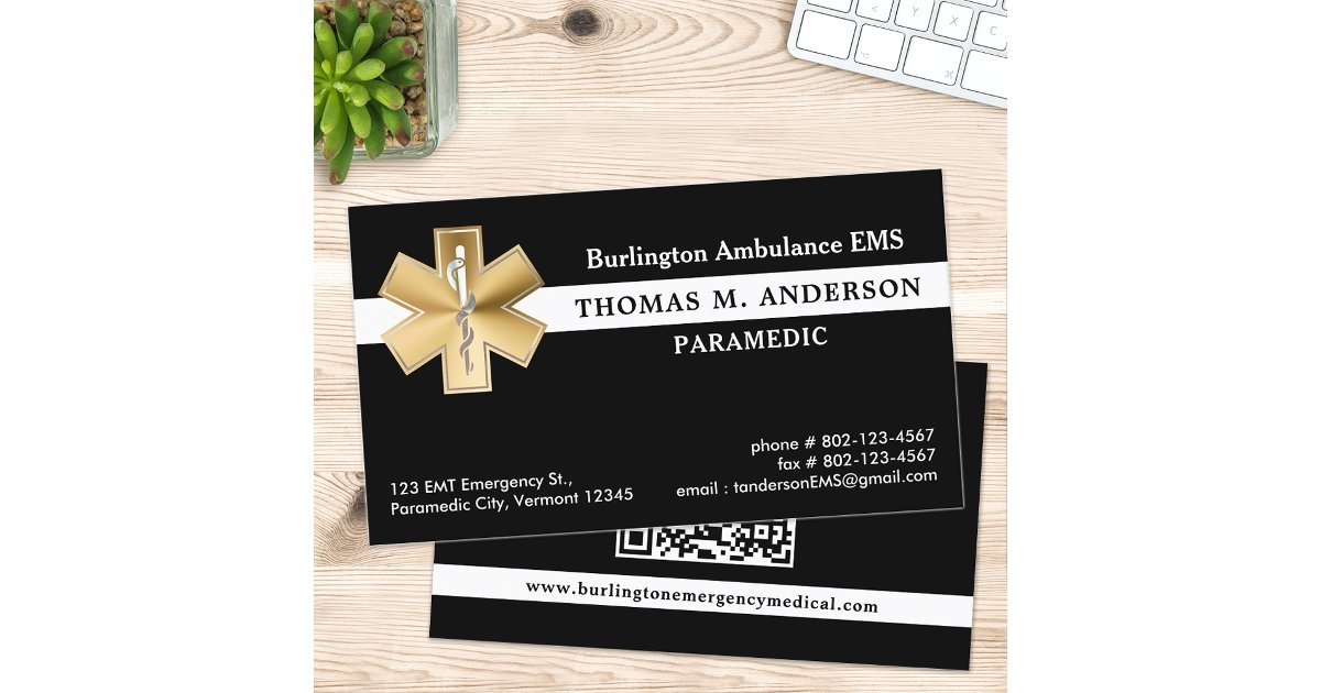 Custom Paramedic EMS EMT Ambulance Medical QR Code Business Card | Zazzle