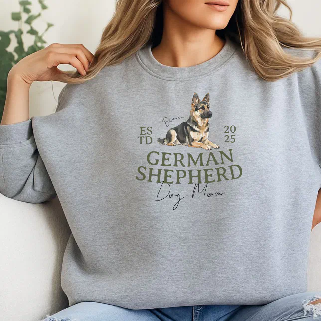 Custom Pet Portrait Dog Mom German Shepherd Sweatshirt | Zazzle